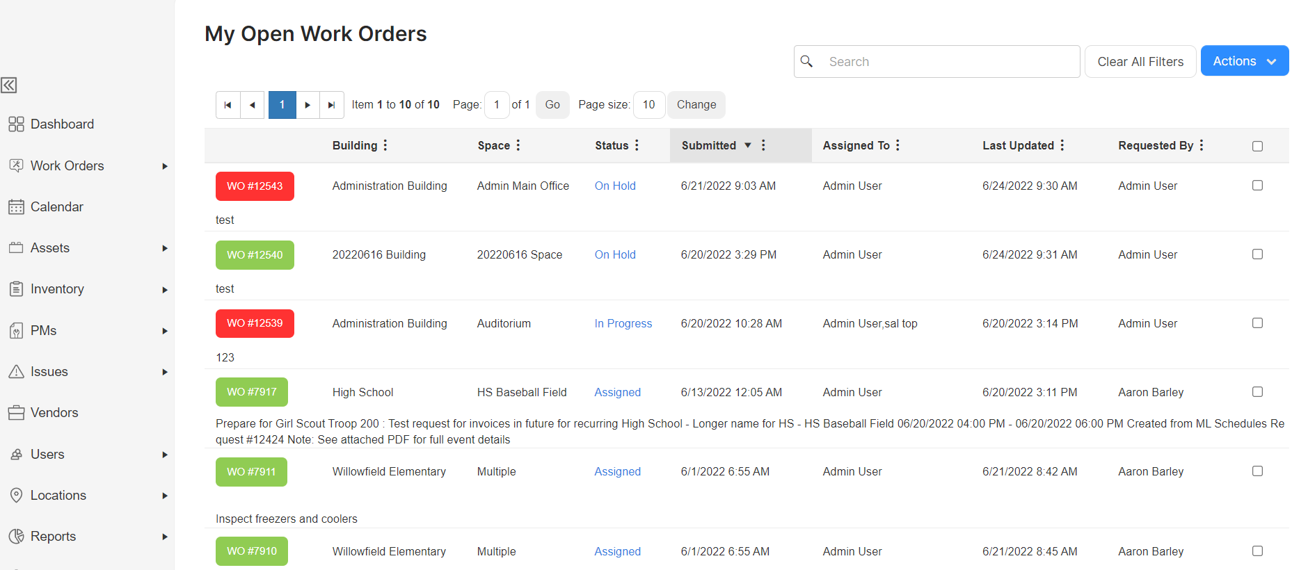 Completing Work Orders – ML Work Orders