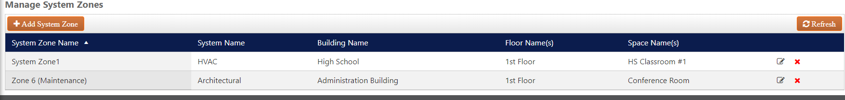 Manage System Zones – ML Work Orders
