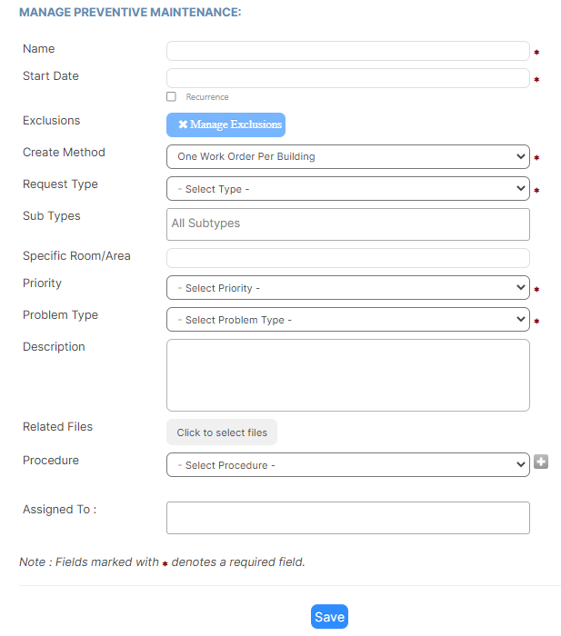 Manage Preventative Maintenance – ML Work Orders