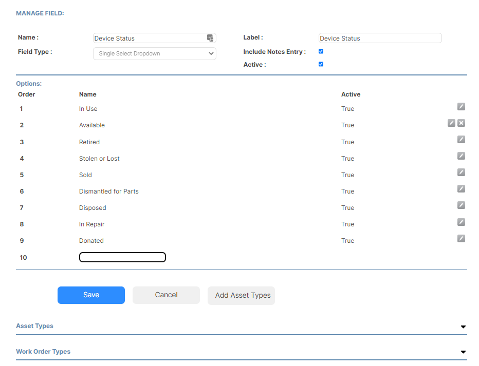 Manage Custom Field Lists And Sections Ml Work Orders