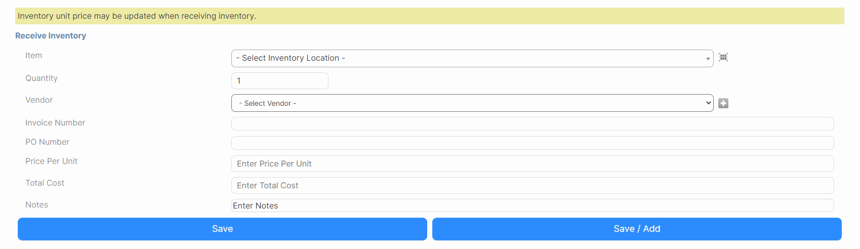 Receive Inventory – ML Work Orders