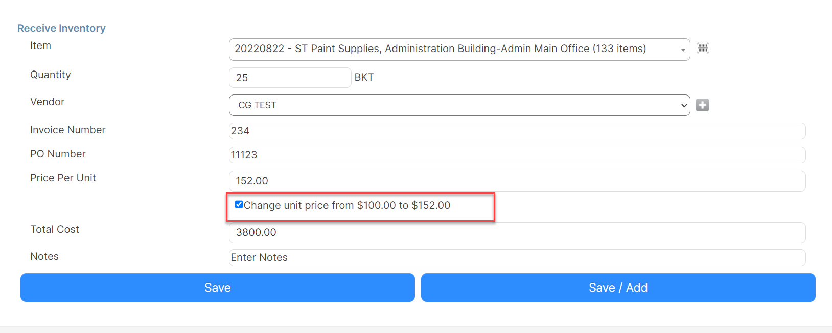 Receive Inventory – ML Work Orders