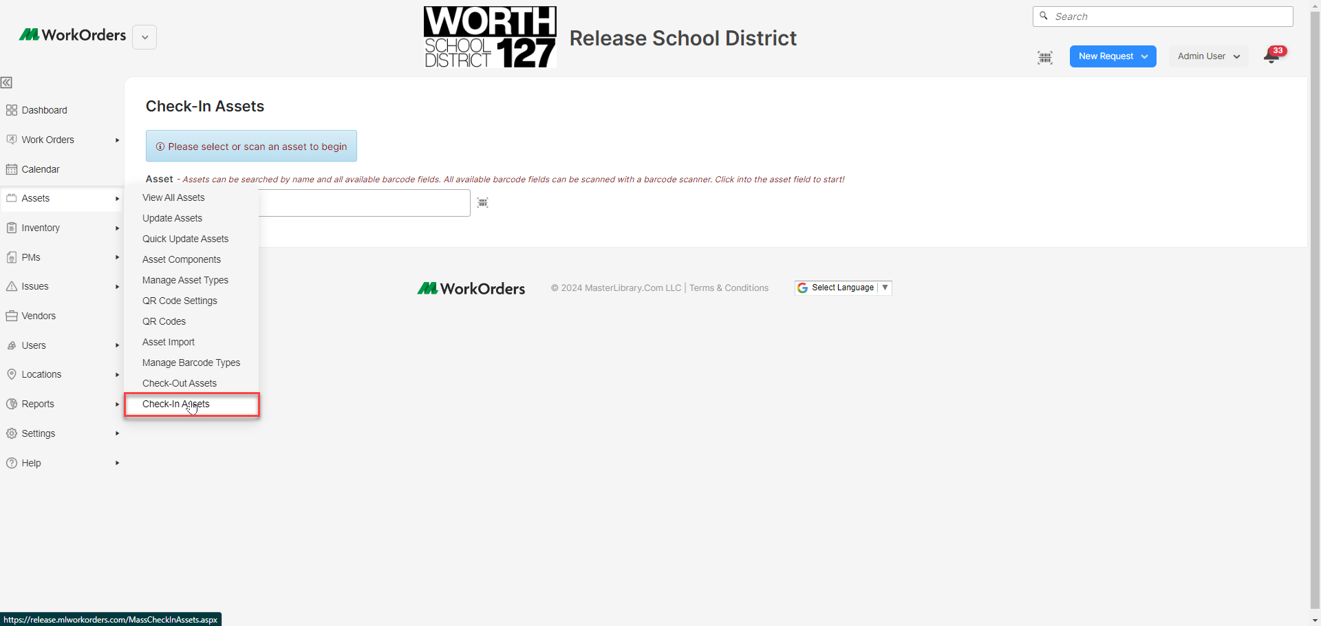 Bulk Check-In Assets – ML Work Orders