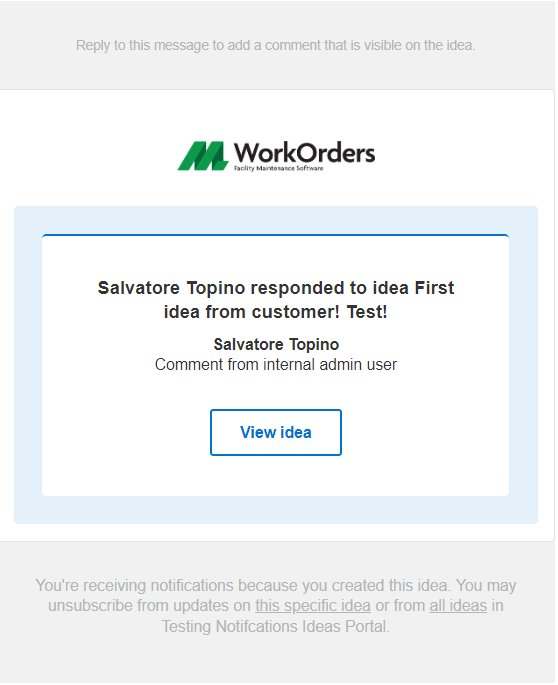 How to submit an Idea – ML Work Orders