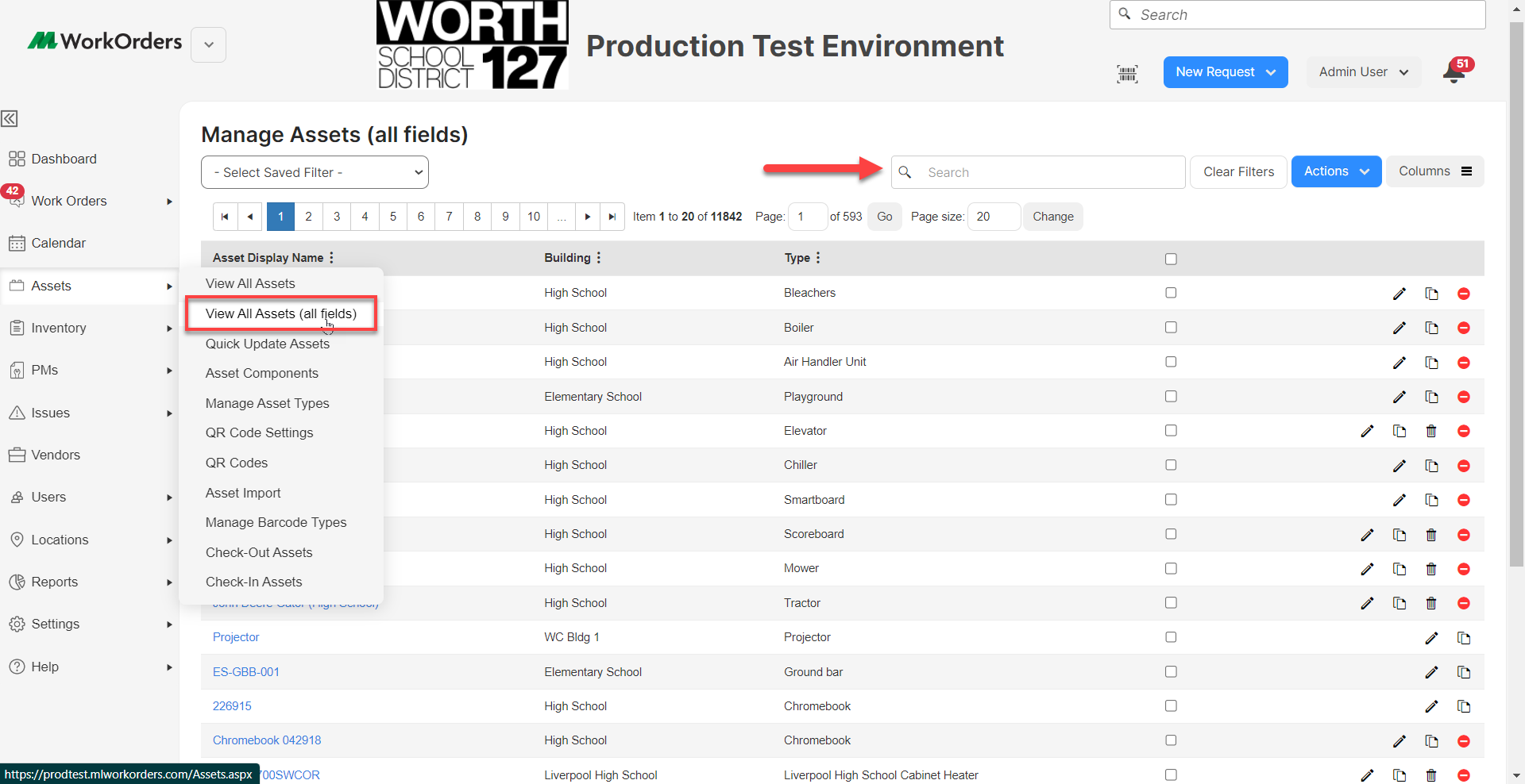 Search For An Asset – ML Work Orders