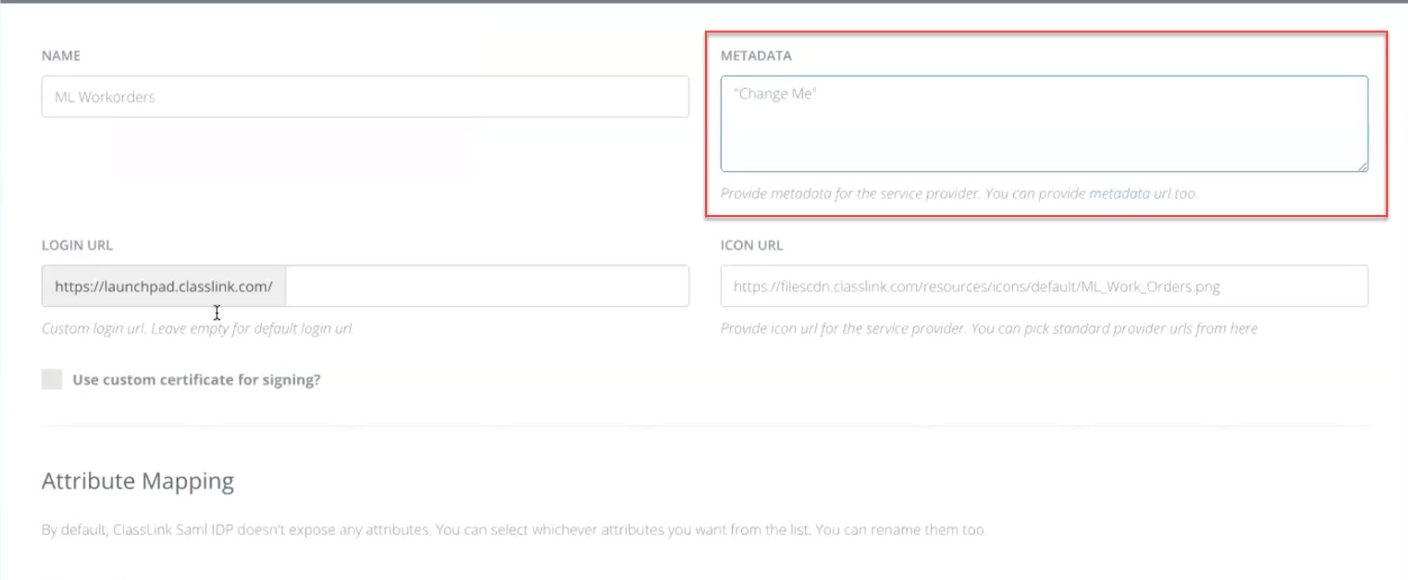 MLW ClassLink SAML Integration – ML Work Orders