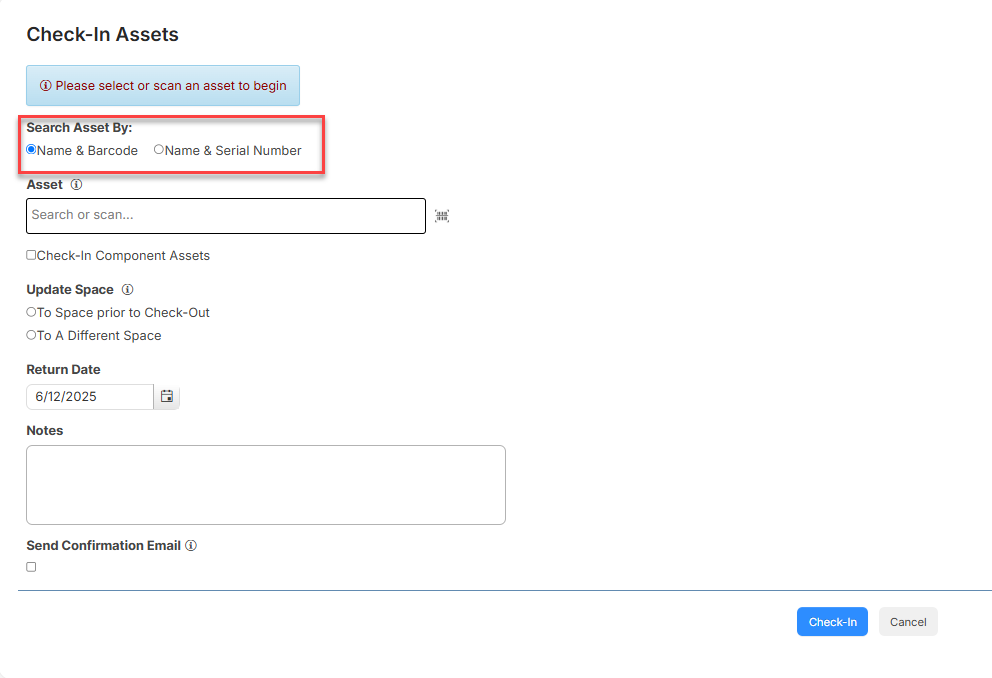 Bulk Check-In Assets – ML Work Orders